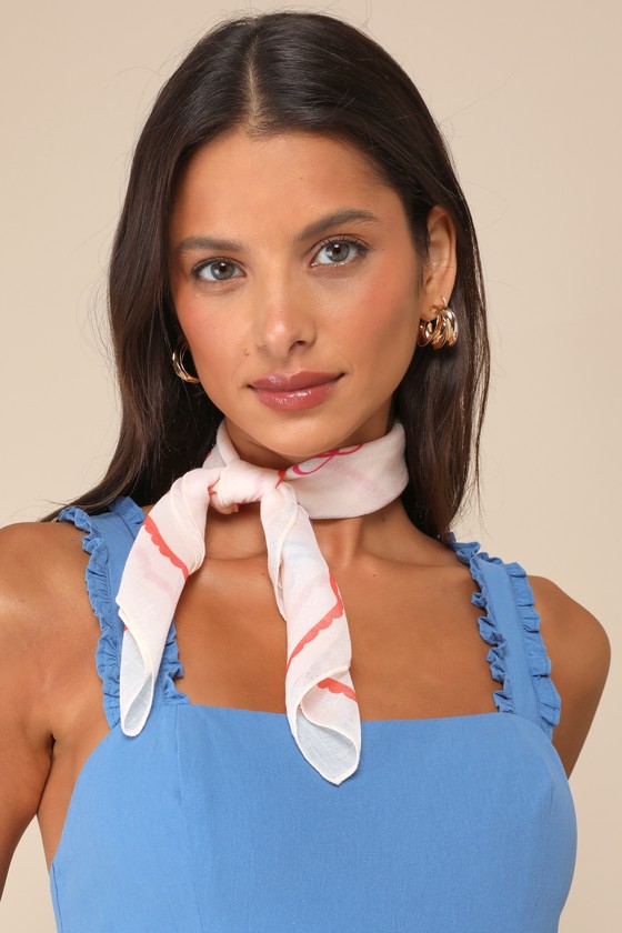 Ivory Bow Print Scarf - Woven Head Scarf - Cute Scarf - Scarf - Lulus