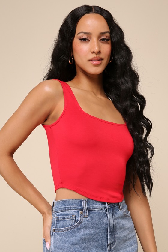 Red Orange Tank Top - Cropped Tank Top - Square Neck Tank Top - Lulus