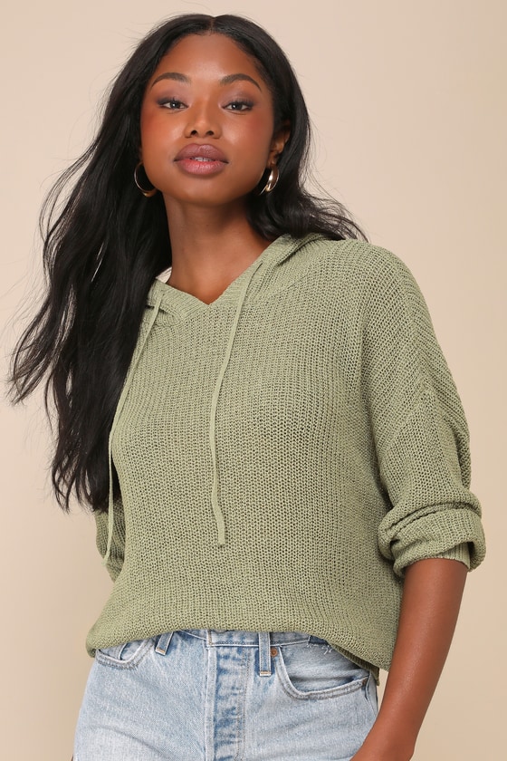 Sage Green Sweater Top - Hooded Sweater Top - Sweater Hoodie - Lulus