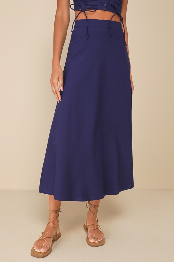 Navy Blue Skirt - Navy Blue Set - High-Rise Midi Skirt - Skirt - Lulus