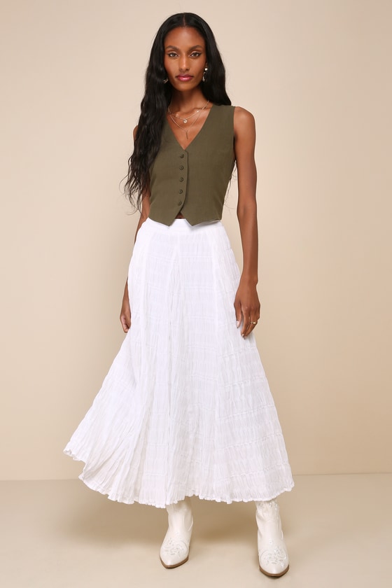 Ivory Tiered Skirt - Smocked Skirt - Simple Maxi Skirt - Skirt - Lulus