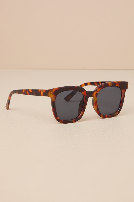 Brown Tortoise Sunglasses - Brown Sunnies - Square Sunglasses - Lulus