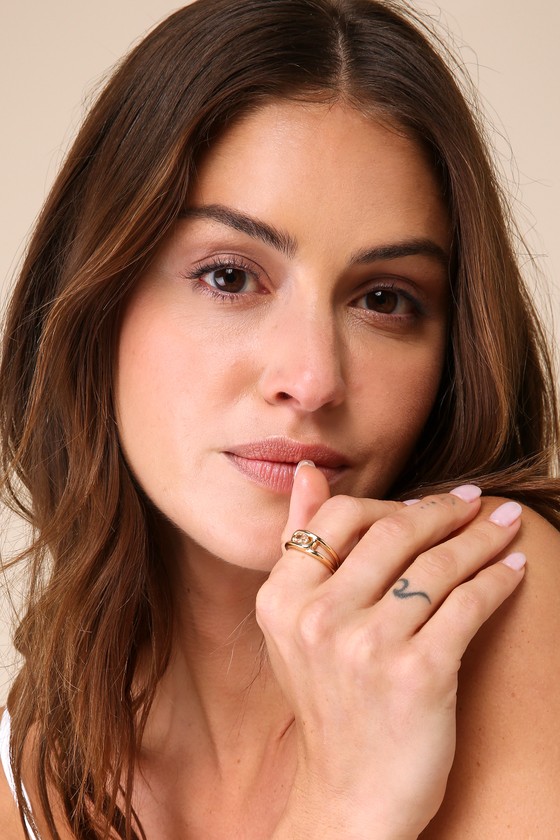 Gold Rhinestone Solitaire Ring - Rhinestone Ring - Simple Ring - Lulus