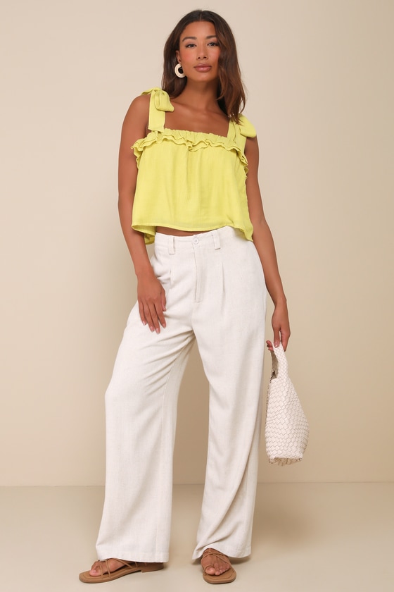 Lime Green Top - Ruffled Tank Top - Tie-Strap Top - Ruffled Top - Lulus