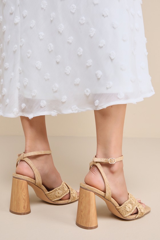 Natural Woven Heels Ankle Strap Sandals High Heel Sandals Lulus
