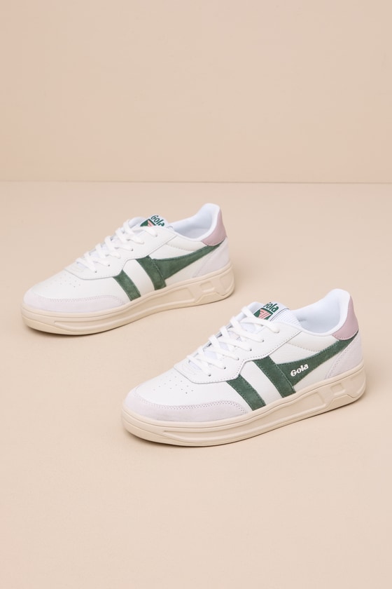 Gola Topspin - White and Green Sneakers - Color Block Sneakers - Lulus