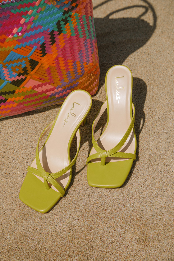 Lime Sandals - Strappy High Heel Sandals - Slide Sandals - Lulus