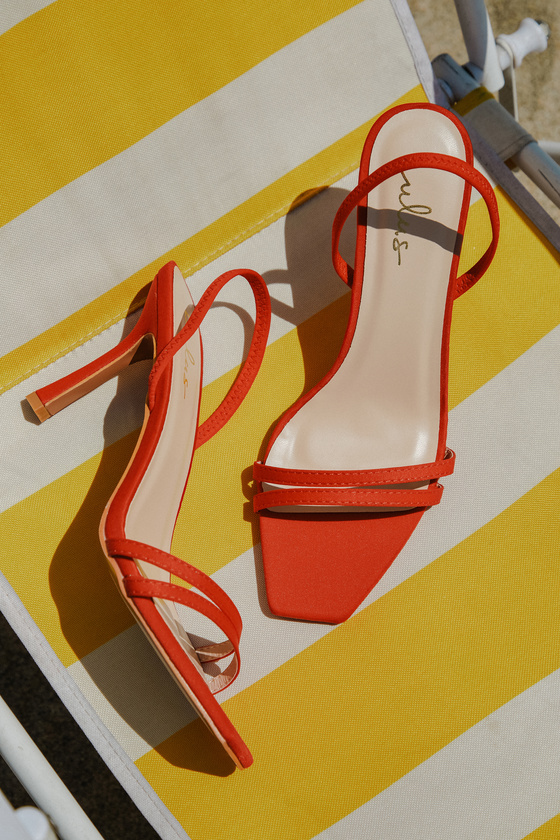 Red High Heel Sandals - Slingback Sandals - Satin High Heels - Lulus