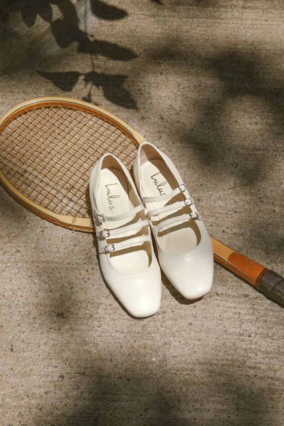 Bone Ballet Flats - Buckle Ballet Flats - Square-Toe Ballet Flats - Lulus