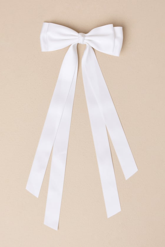 White Ribbon Bow - Long Ribbon Bow - Bridal Hair Accessories - Lulus