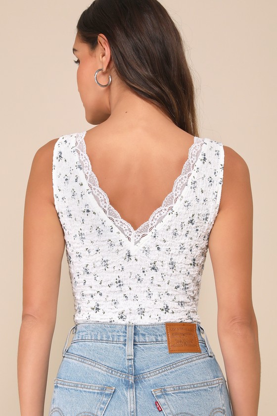 Ivory Floral Bodysuit - Textured Bodysuit - Cute Lace Bodysuit - Lulus