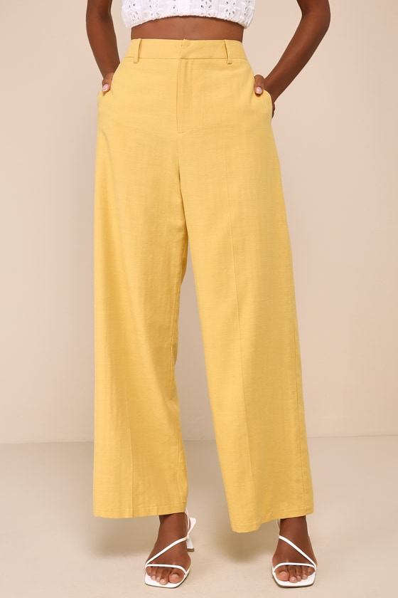 Yellow Trouser Pants - High-Rise Pants - Yellow Wide-Leg Pants - Lulus