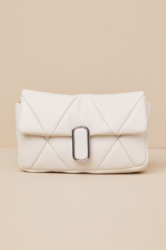 Ivory Purse - Ivory Quilted Handbag - Ivory Shoulder Bag - Lulus