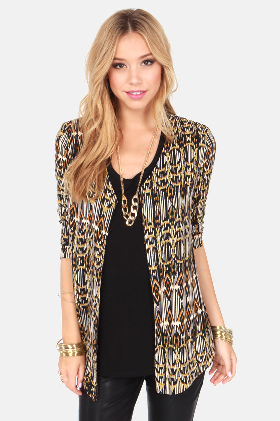 Cute Print Top - Open Front Top - Long Sleeve Top - $46.00 - Lulus