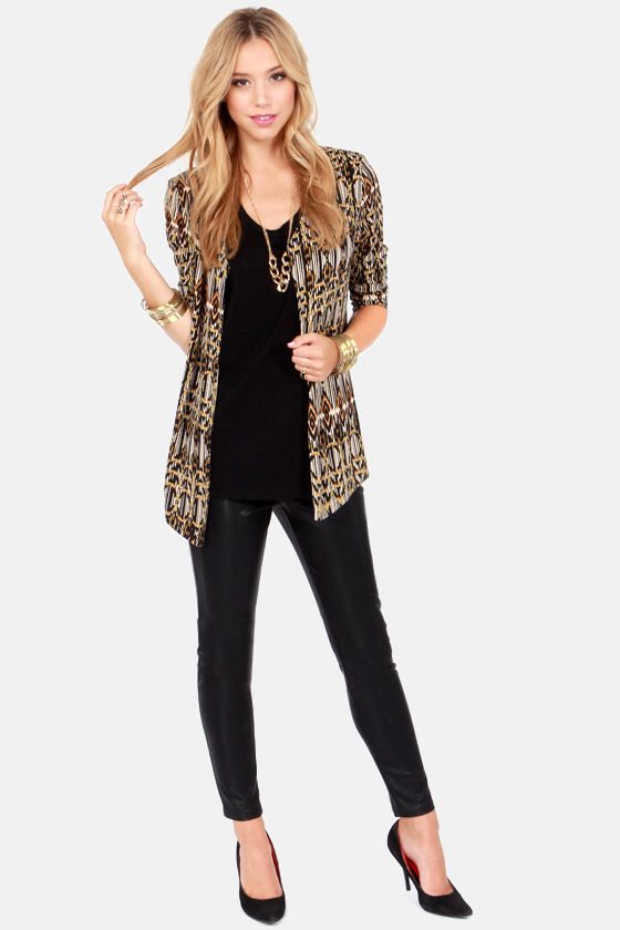 Cute Print Top - Open Front Top - Long Sleeve Top - $46.00 - Lulus