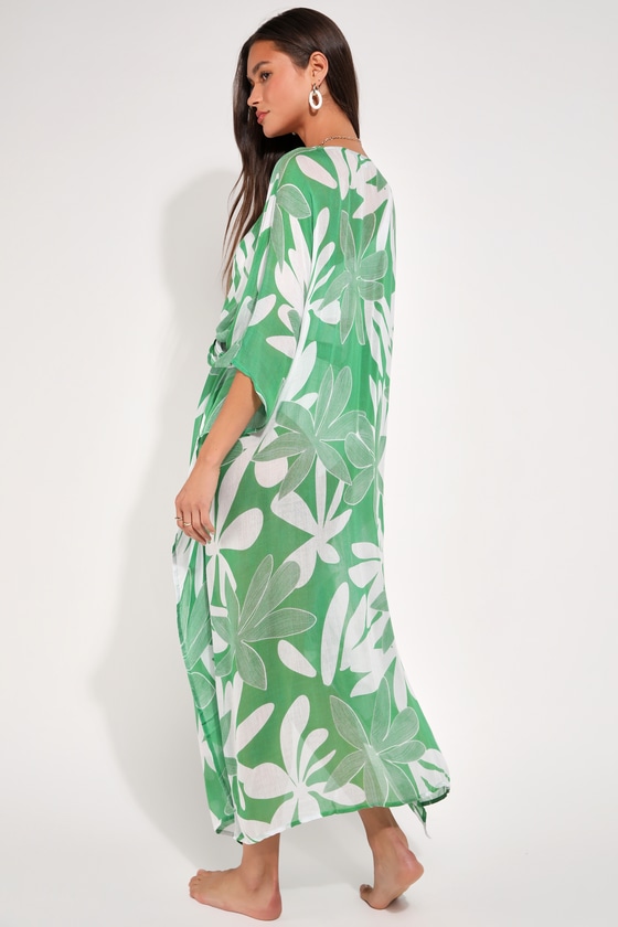 Green and White Swim Cover-Up - Tropical Cover-Up - Swim Cover-Up - Lulus