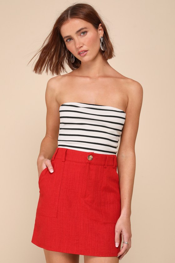 Red Mini Skirt - High-Rise Mini Skirt - A-Line Mini Skirt - Skirt - Lulus