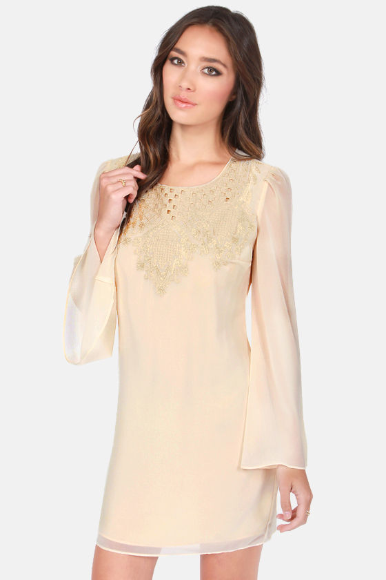Lovely Embroidered Dress - Cream Dress - Shift Dress - $75.00 - Lulus