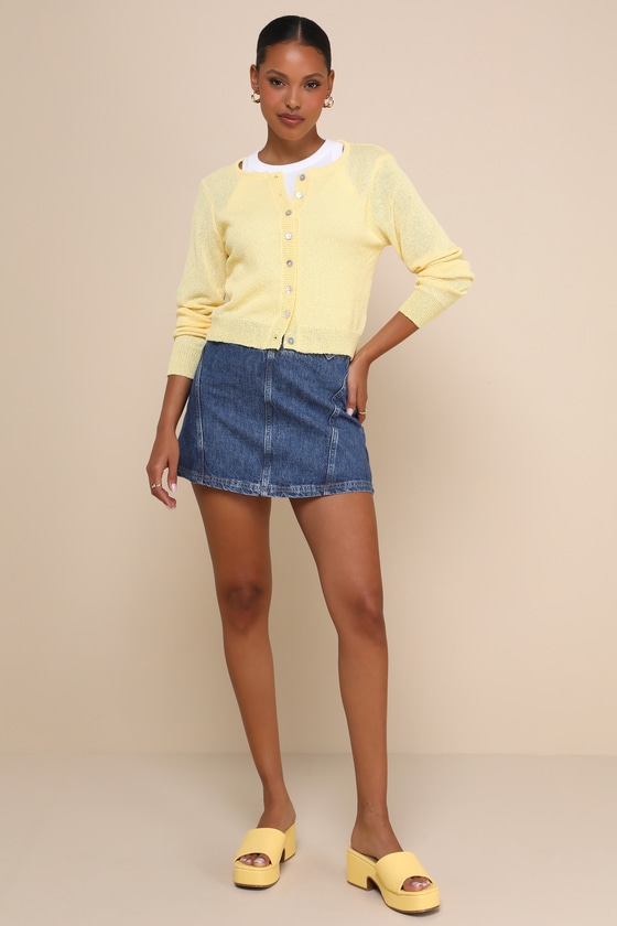 Light Yellow Cardigan - Button-Up Cardigan - Yellow Sweater - Lulus