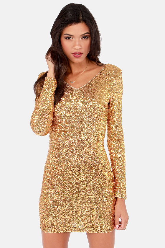 Pretty Gold Dress - Sequin Dress - Bodycon Dress - $77.00 - Lulus