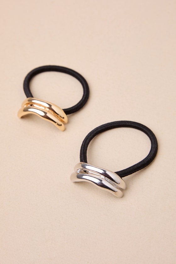 Silver & Gold 2-PC Ponytail Holder Set - Hair Bands - Ponytails - Lulus