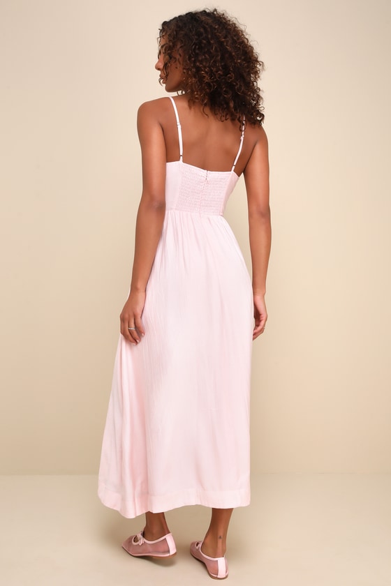 Light Pink Midi Dress - Bow Midi Dress - Sleeveless Midi Dress - Lulus