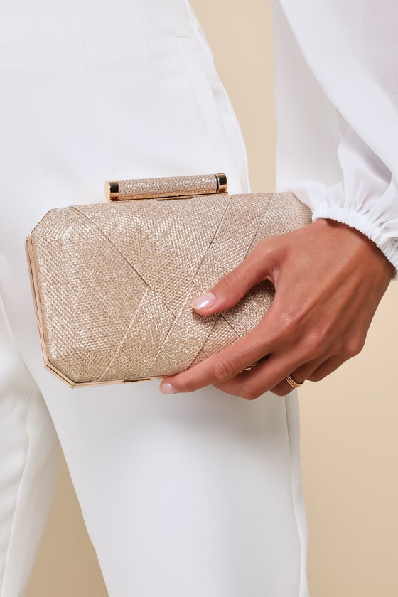 Gold Shiny Metallic Clutch - Hard-Sided Clutch - Clutch - Bag - Lulus