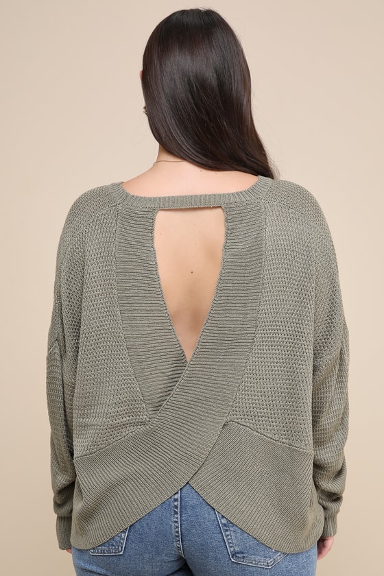 Sage Green Sweater - Backless Sweater - Cross Back Sweater - Lulus