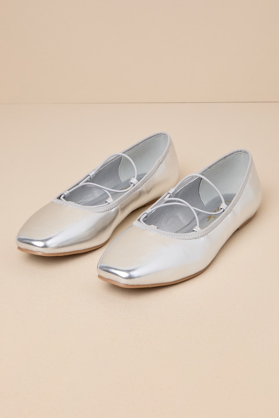 Silver Ballet Flats - Strappy Ballet Flats - Silver Flats - Flats - Lulus