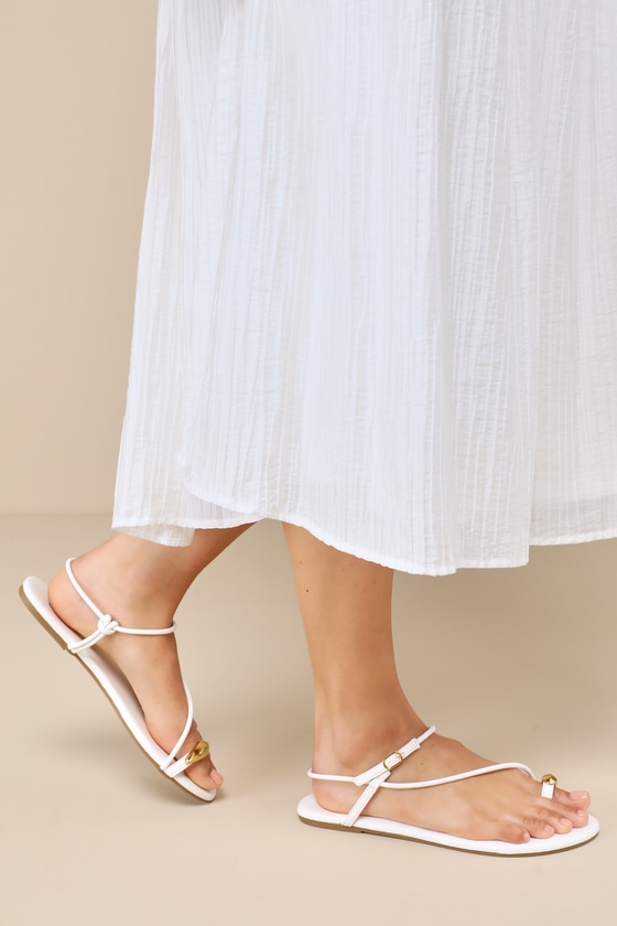 Chic Bone Sandals - Ankle Strap Sandals - Flat Strappy Sandals - Lulus