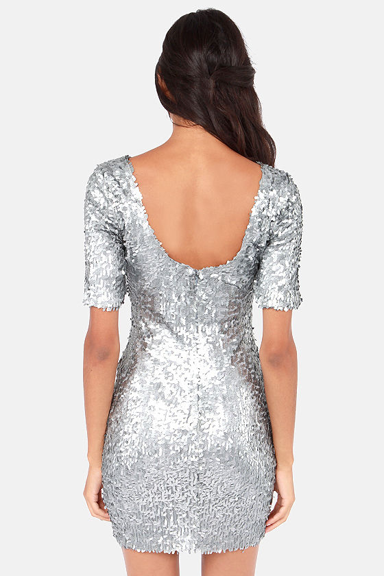 Silver Dress - Party Dress - Holiday Dress - Sequin Dress - $79.00