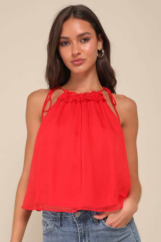 Red Tank Top - Chiffon Tank Top - Tie-Strap Tank Top - Lulus