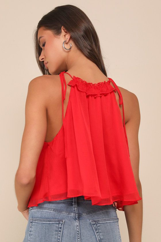 Red Tank Top - Chiffon Tank Top - Tie-Strap Tank Top - Lulus