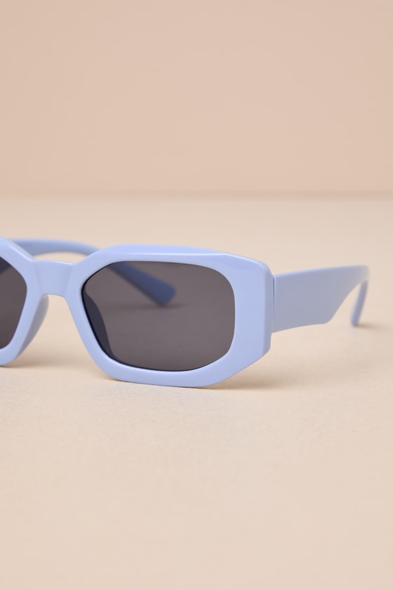 Light Blue Sunglasses - Rectangle Sunglasses - Blue Sunglasses - Lulus
