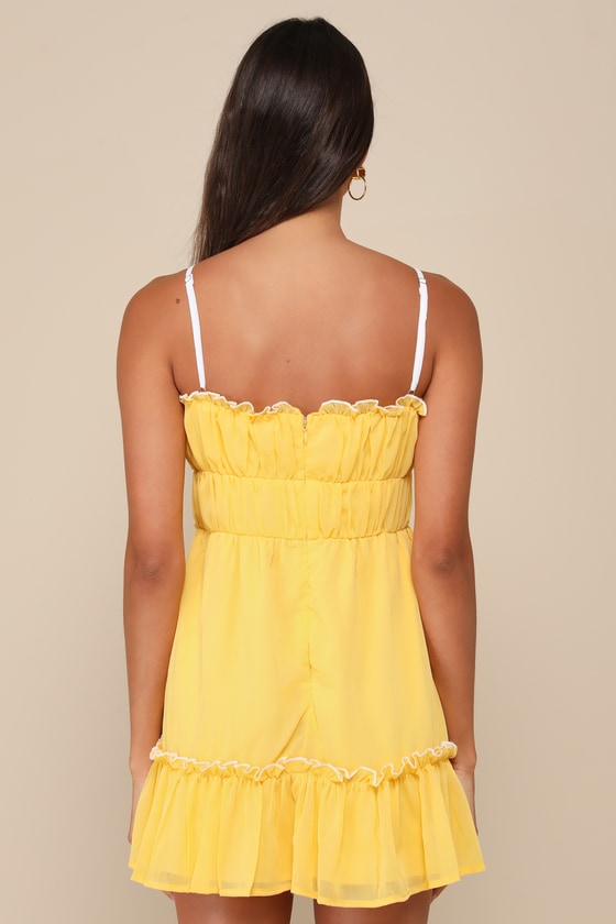 Yellow Chiffon Dress - Tiered Ruffled Dress - Cute Mini Dress - Lulus