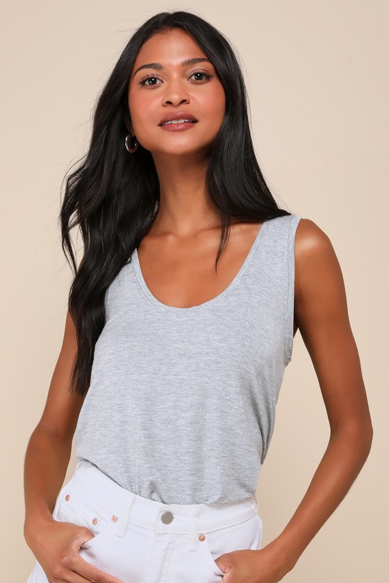 Heather Grey Tank Top - Scoop Neck Tank Top - High-Low Tank Top - Lulus