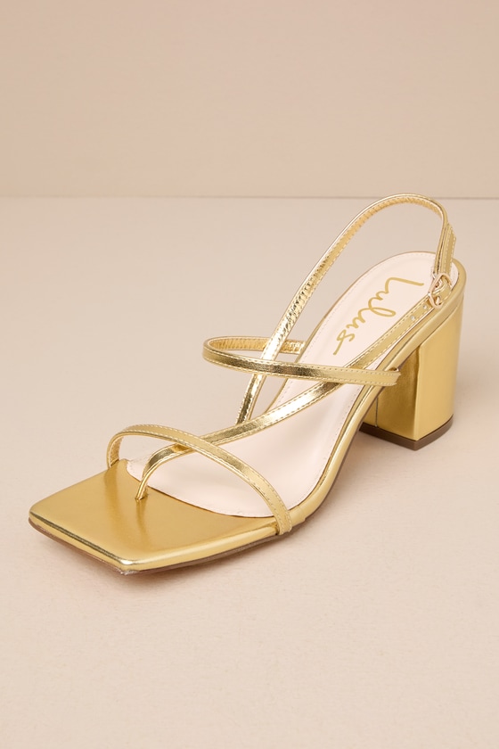 Gold Strappy Sandals - Slingback High Heels - Gold High Heels - Lulus