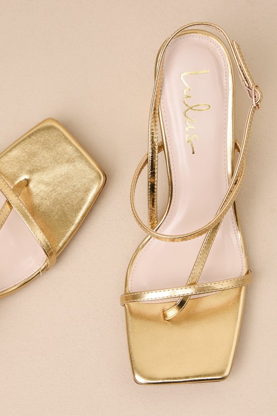 Gold Strappy Sandals - Slingback High Heels - Gold High Heels - Lulus