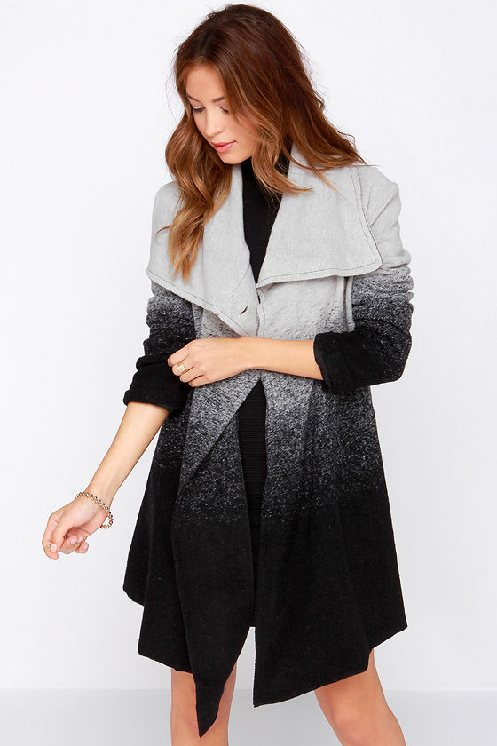 BB Dakota Ashlyn Coat - Grey and Black Coat - Ombre Coat - Wool Coat ...