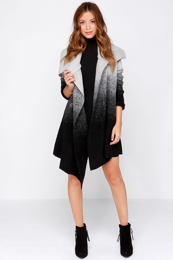 BB Dakota Ashlyn Coat - Grey and Black Coat - Ombre Coat - Wool Coat ...