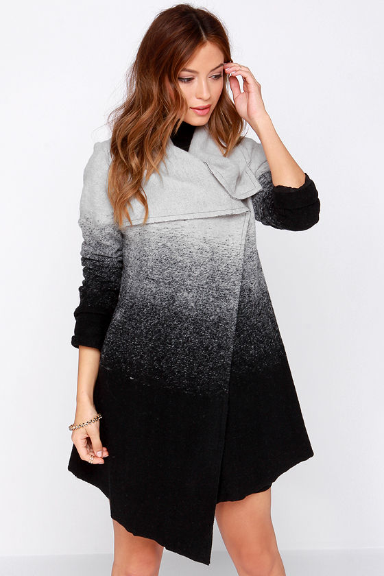 BB Dakota Ashlyn Coat - Grey and Black Coat - Ombre Coat - Wool Coat ...
