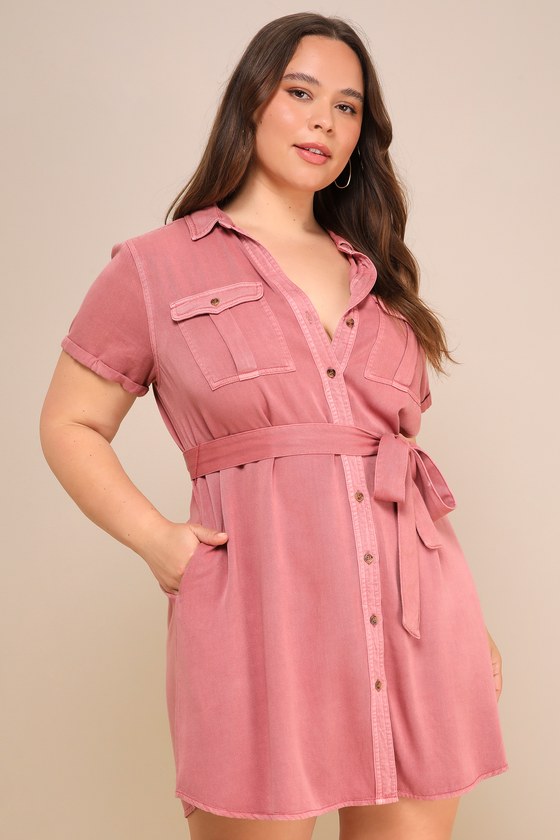Rose Pink Button-Up Dress - Shirt Dress With Pockets - Dress - Lulus