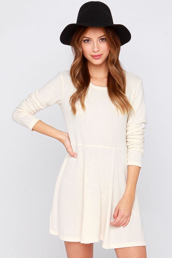 Obey Hartley - Cream Sweater Dress - Long Sleeve Dress - $48.00 - Lulus