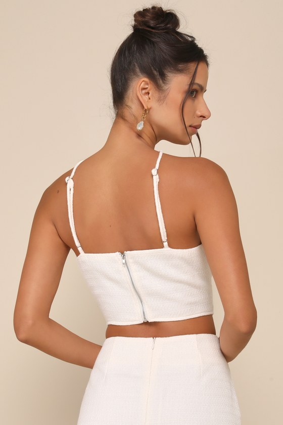 Ivory Tweed Top - Ivory Halter Top - Ivory Crop Top - Lulus