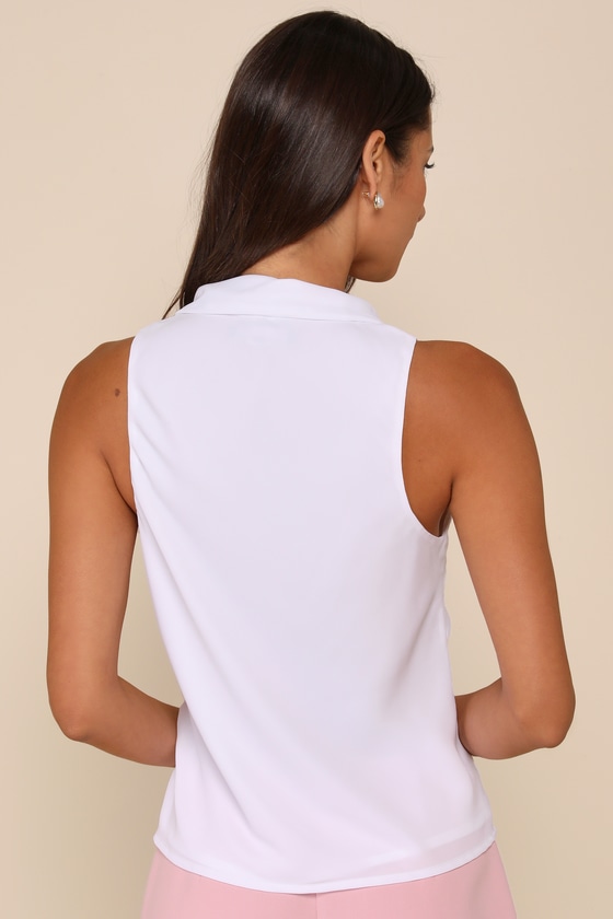 White Tie-Neck Top - Sleeveless Top - Tie-Neck Blouse - Top - Lulus