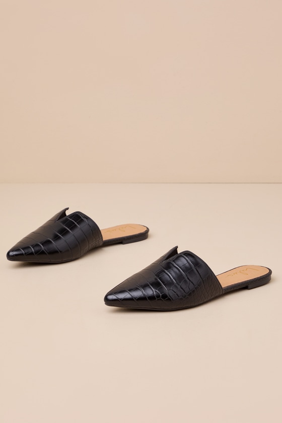 Chic Black Shoes - Slides - Pointed-Toe Slides - Flats - Mules - Lulus