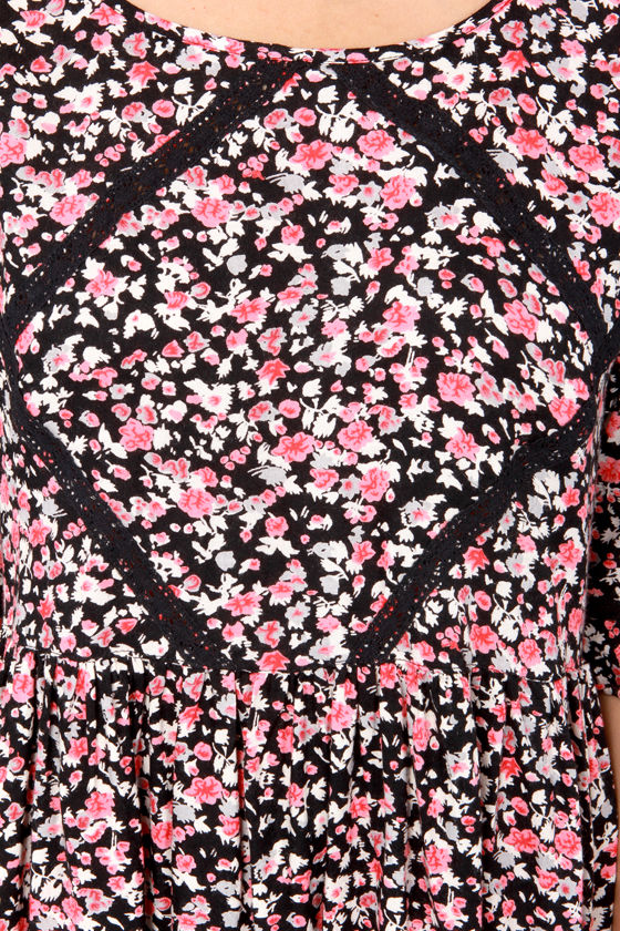 Cute Floral Print Dress - Baby Doll Dress - $49.00