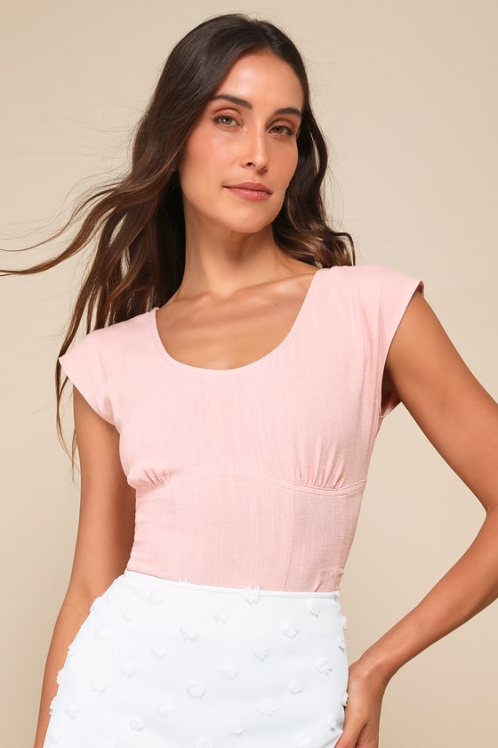 Light Pink Linen Top - Tie-Back Top - Cap Sleeve Top - Pink Top - Lulus