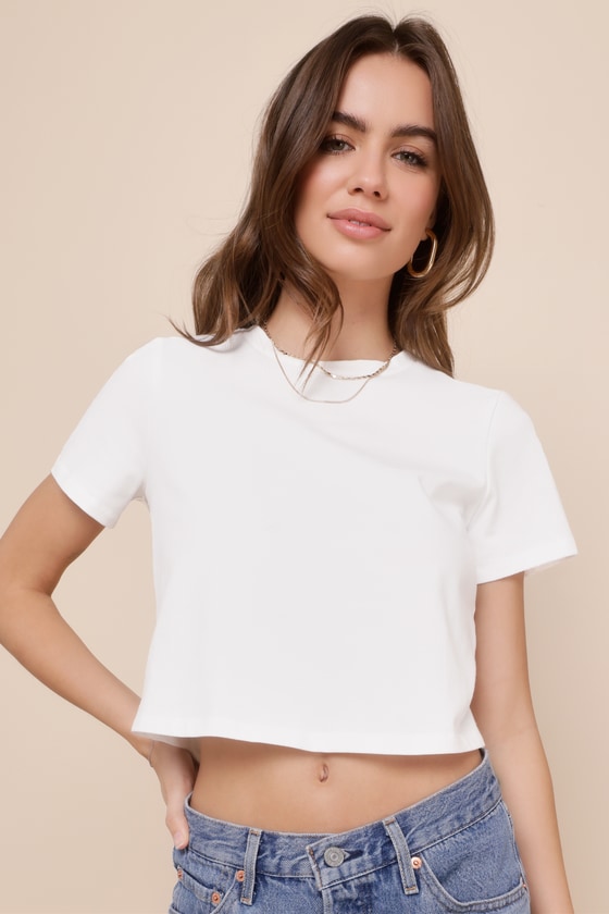 Cute White Top - Cutout Tie-Back Top - Short Sleeve Crop Top - Lulus
