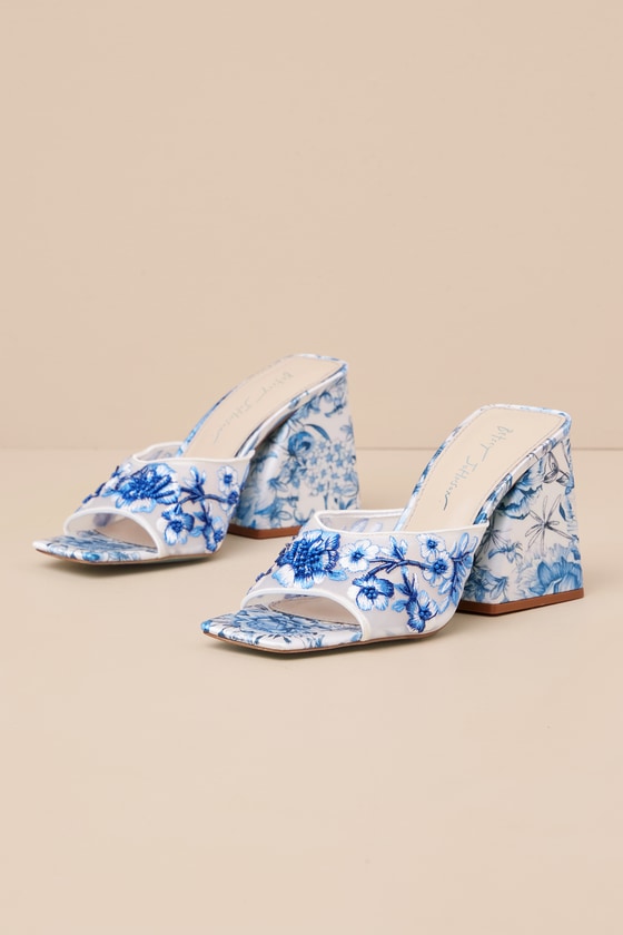 Betsey Johnson SB-ROO - Blue Floral Heels - Embroidered Heels - Lulus